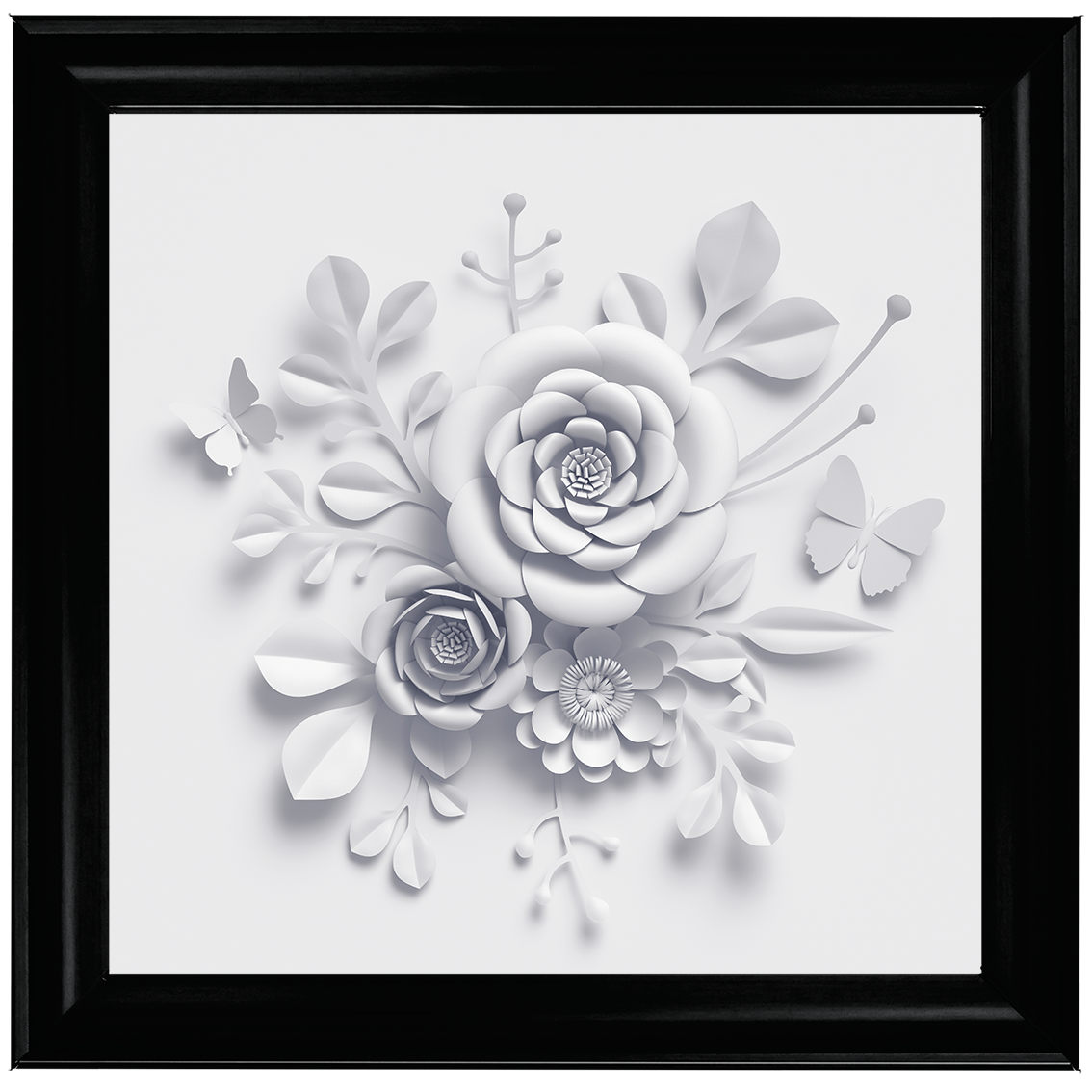 FL009 3D White Paper Flowers On White Background Final Touches